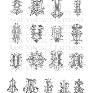 FRENCH MONOGRAMS STENCIL 4x Files Jpg Png Transparent and Reverse ...