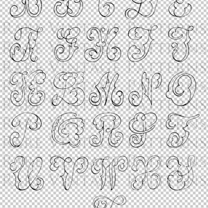 Fancy SCRIPT ALPHABET STENCIL A to Z Initials on One A4 Page 4 X Files ...