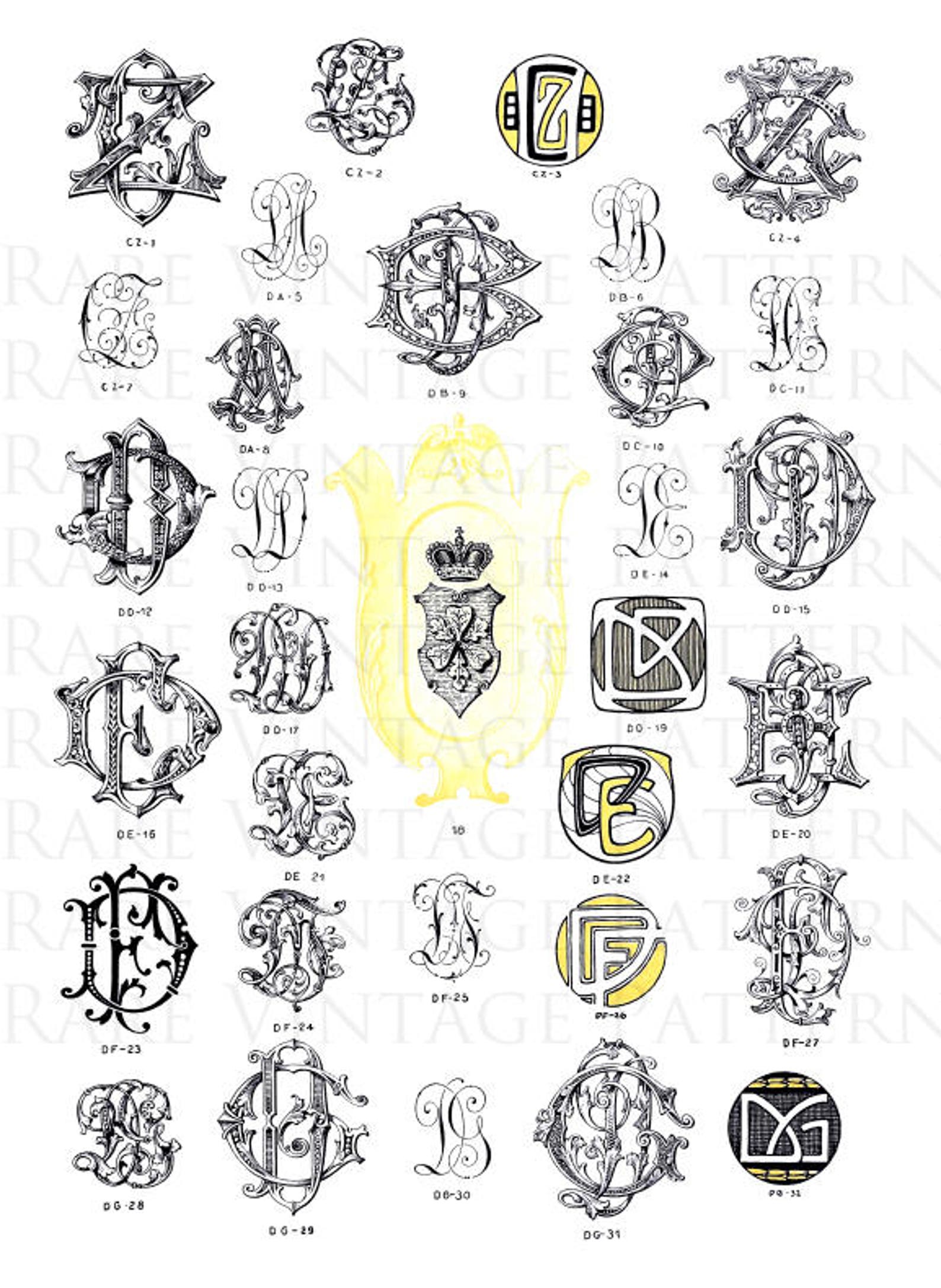 32 Fancy Vintage MONOGRAMS STENCIL Jpg White and Png Transparent ...