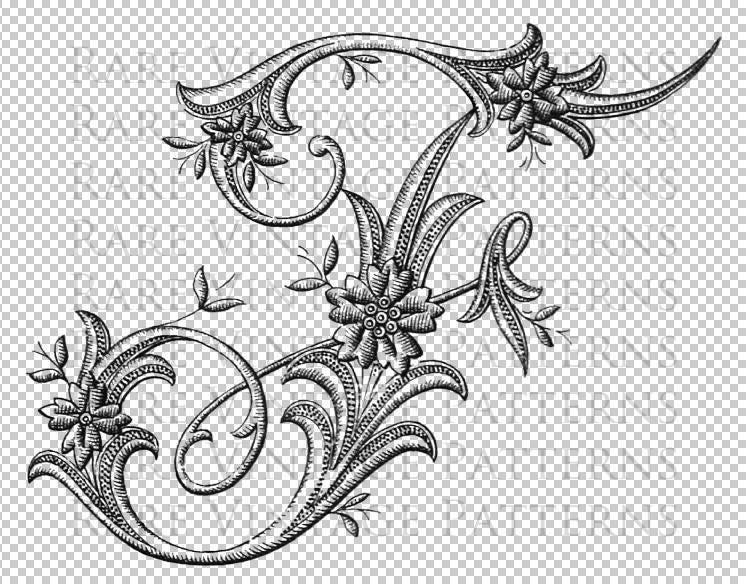 FRENCH ALPHABET #1 STENCIL Large Letter - F -monogram Initial Png ...