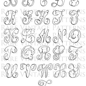 Fancy SCRIPT ALPHABET STENCIL A to Z Initials on One A4 Page 4 X Files ...