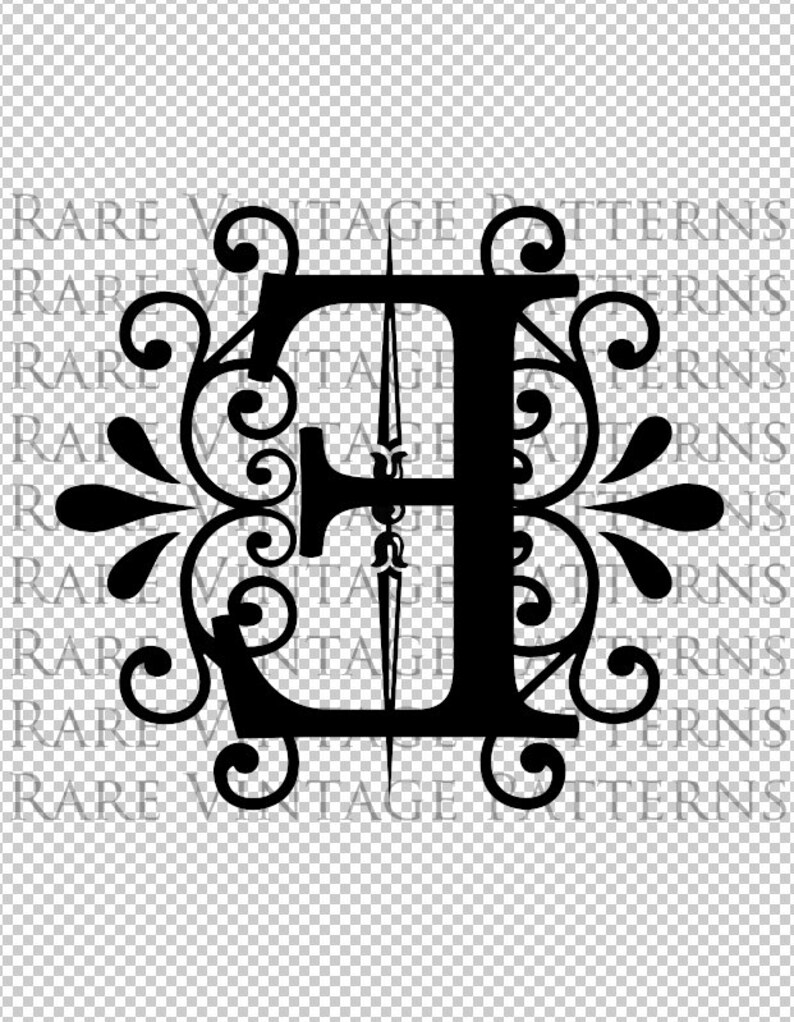 FANCY ALPHABET STENCIL Large Size Letter - E - Monogram Initial Png ...