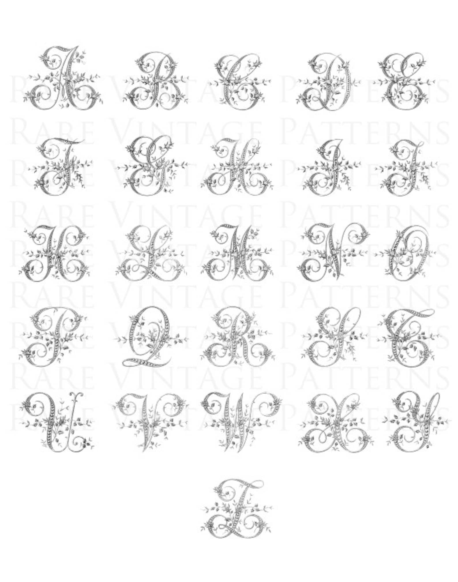 Fancy FRENCH ALPHABET STENCIL A to Z Initials on One A4 Page 5xfiles ...