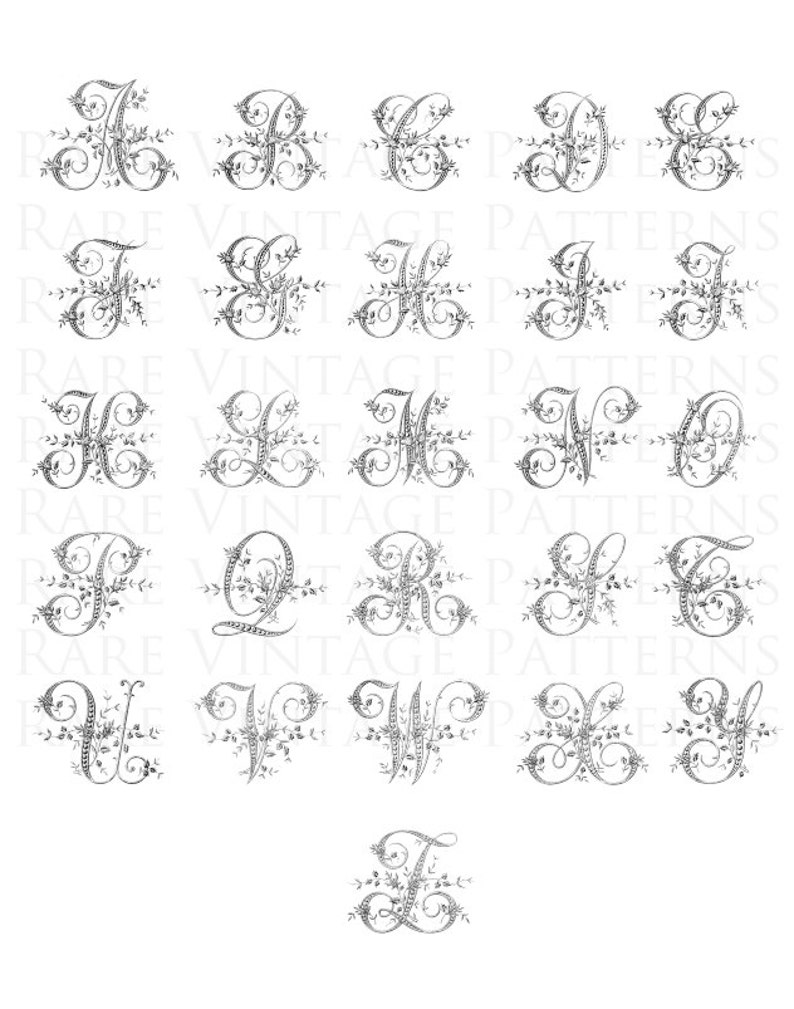Fancy FRENCH ALPHABET STENCIL A to Z Initials on One A4 Page 5xfiles ...