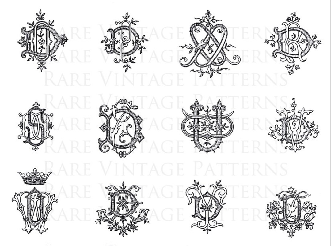 FRENCH MONOGRAMS STENCIL 5x Files Jpg Png Transparent and Reverse ...