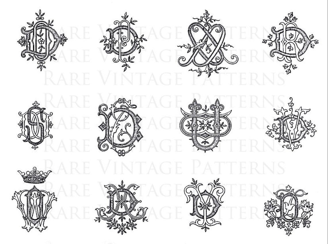 FRENCH MONOGRAMS STENCIL 5x Files Jpg Png Transparent and Reverse ...