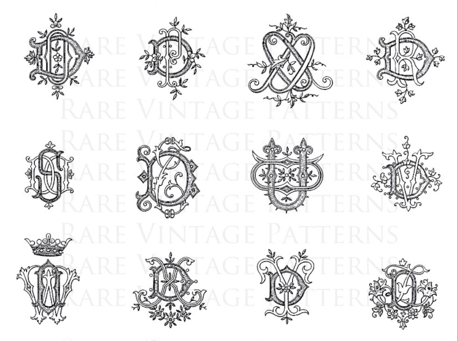 FRENCH MONOGRAMS STENCIL 5x Files Jpg Png Transparent and Reverse ...