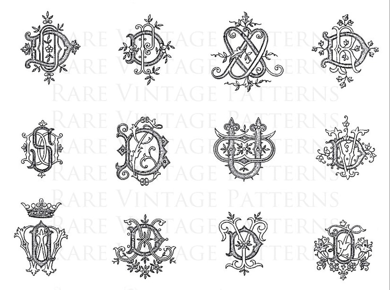 FRENCH MONOGRAMS STENCIL 5x Files Jpg Png Transparent and Reverse ...
