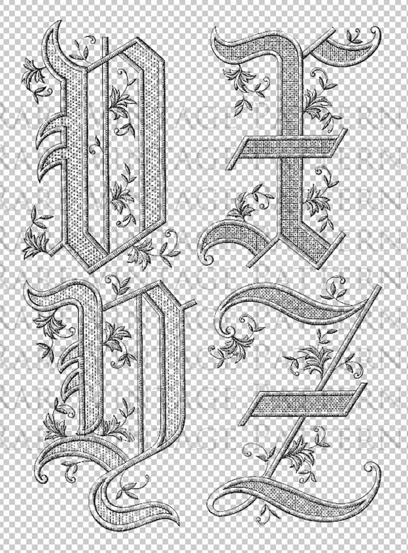 FRENCH ALPHABET LETTERS Stencil Initials V-X-Y-Z 5 X Files Jpg Png ...