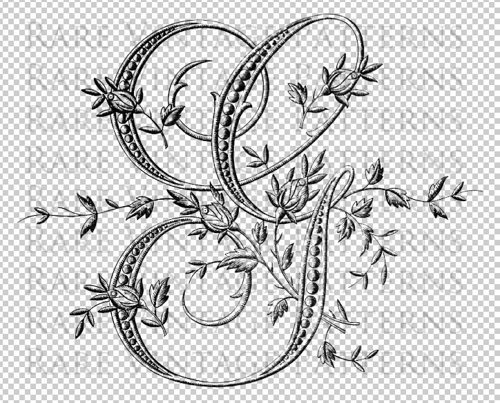 FRENCH ALPHABET STENCIL Large Letter - G - Monogram Initial 4 X Files ...