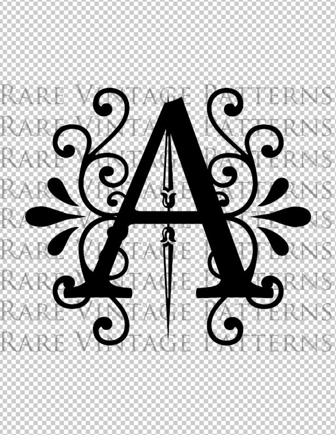 FANCY ALPHABET STENCIL Large Size Letter - A - Monogram Initial Png ...