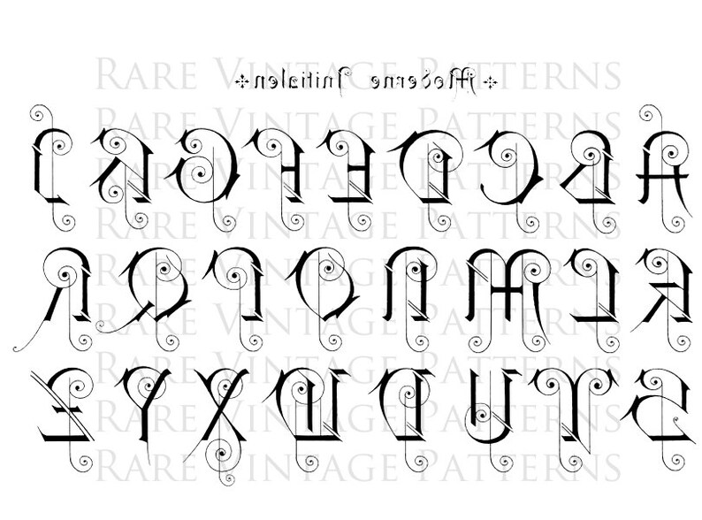 FANCY SWIRLS ALPHABET Stencil A to Z Initials on One A4 Page 4 - Etsy