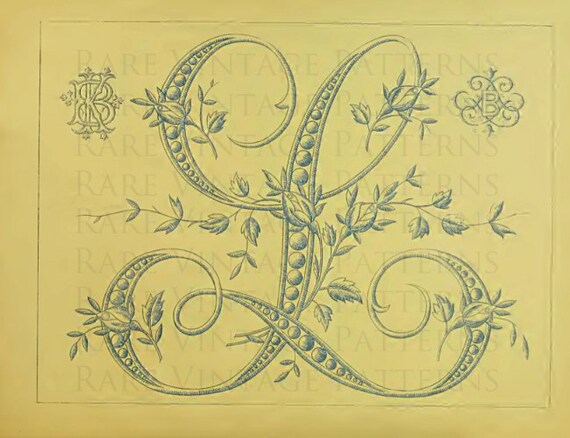 Antique Original FRENCH FLORAL ALPHABET Large Letter L - Etsy