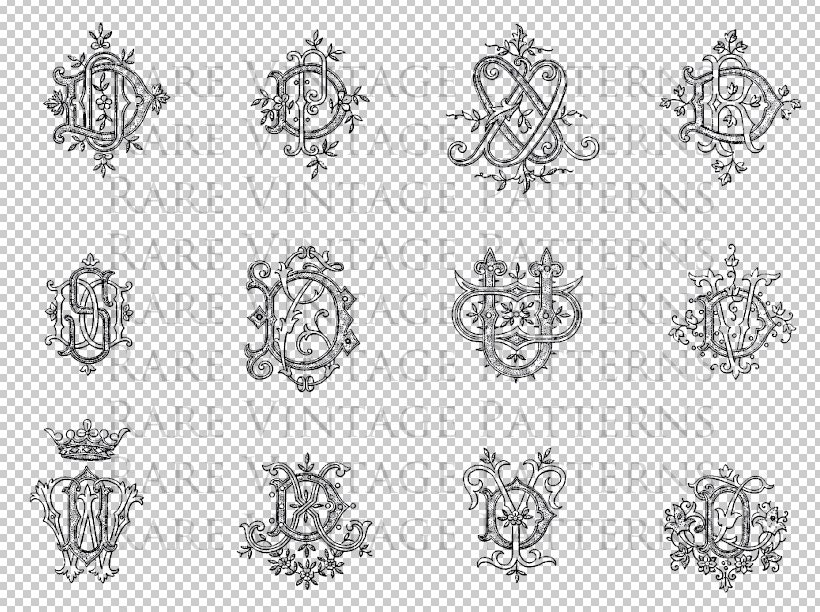 FRENCH MONOGRAMS STENCIL 5x Files Jpg Png Transparent and Reverse ...