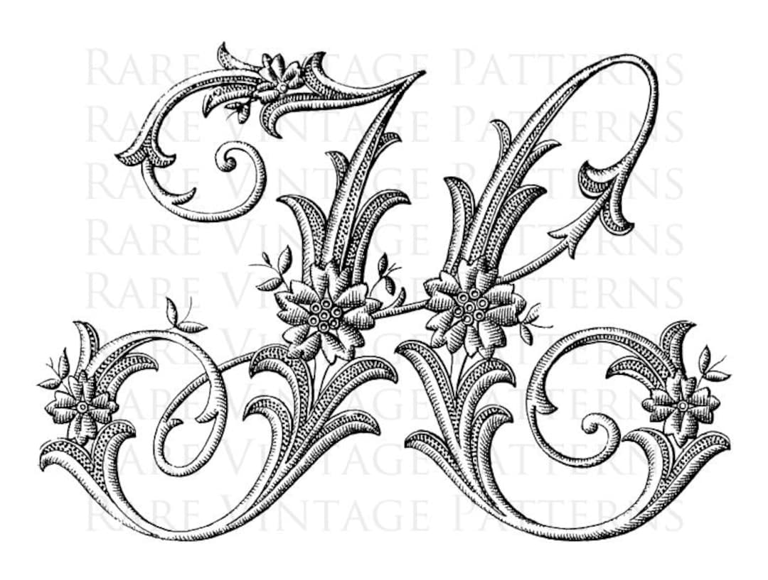 FRENCH ALPHABET #1 STENCIL Large Letter - H -monogram Initial Png ...