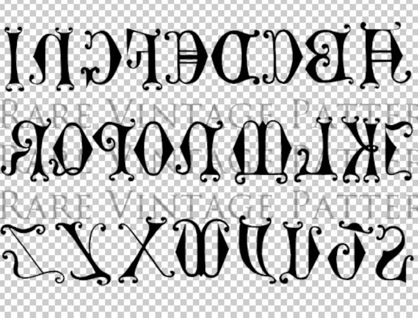 FANCY ALPHABET STENCIL A to Z Initials on One A4 Page Clip Art 4 X ...