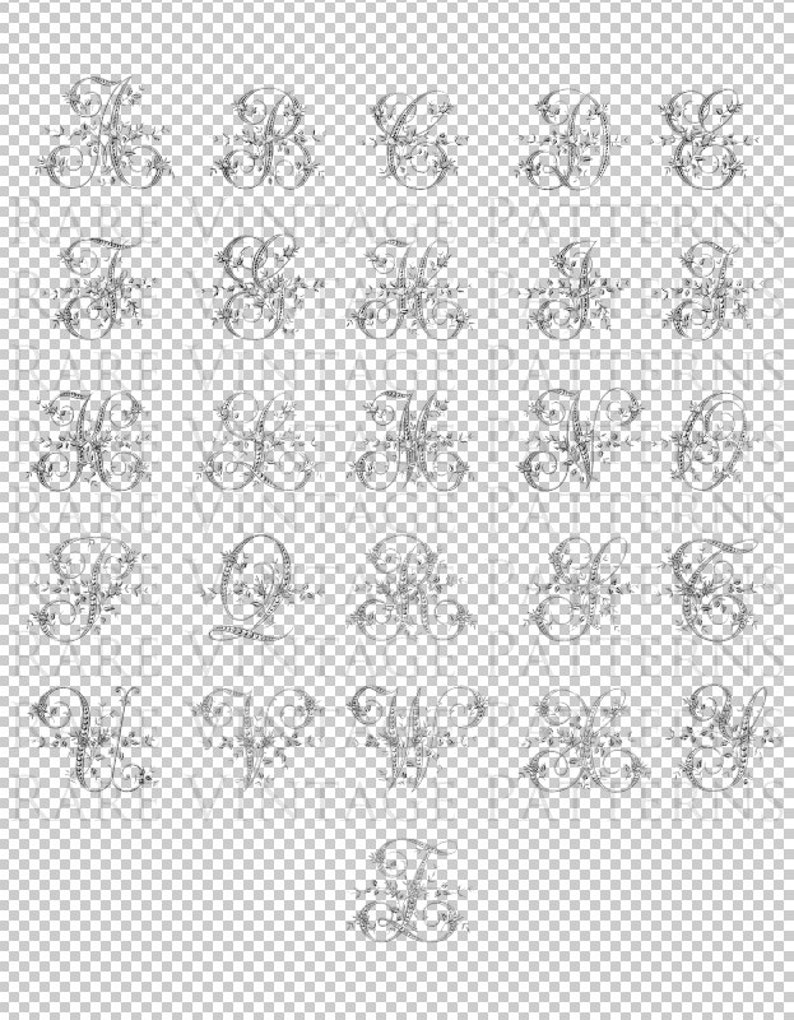 Fancy FRENCH ALPHABET STENCIL A to Z Initials on One A4 Page - Etsy Canada