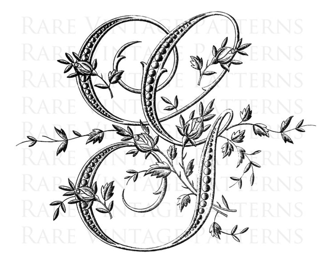 FRENCH ALPHABET STENCIL Large Letter - G - Monogram Initial 4 X Files ...