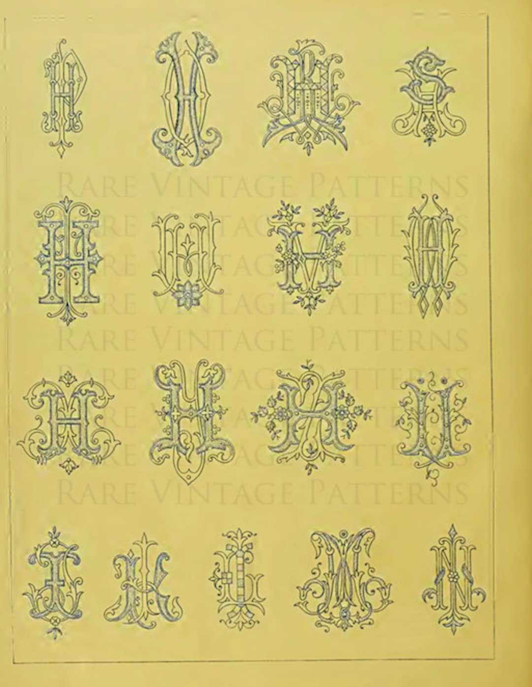 Antique FRENCH MONOGRAMS Original Page Jpg + Pdf Plus Reverse for ...