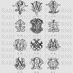 Fancy Vintage MONOGRAMS STENCIL Jpg Png Transparent Images Hand ...