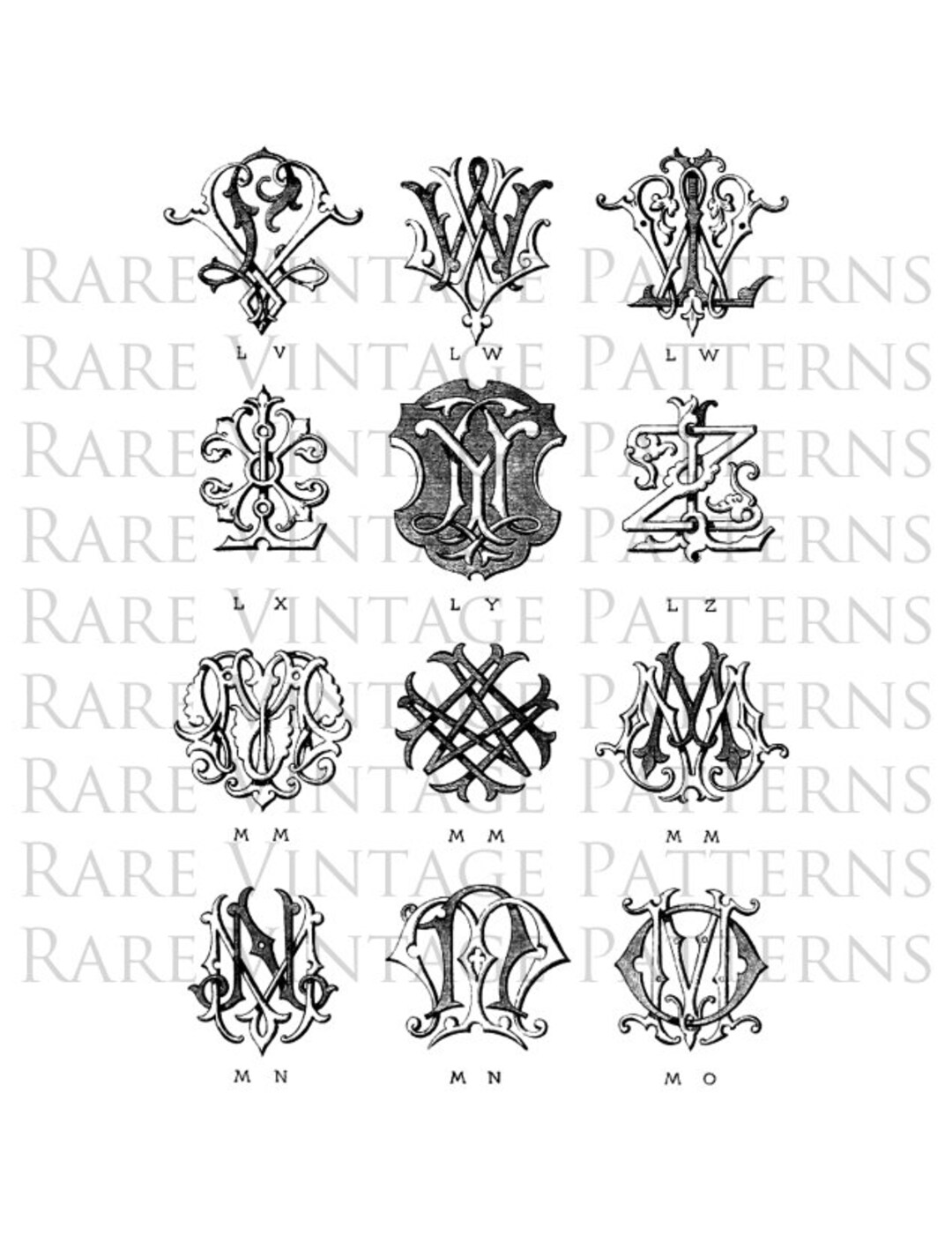 Fancy Vintage MONOGRAMS STENCIL Jpg Png Transparent Images Hand ...