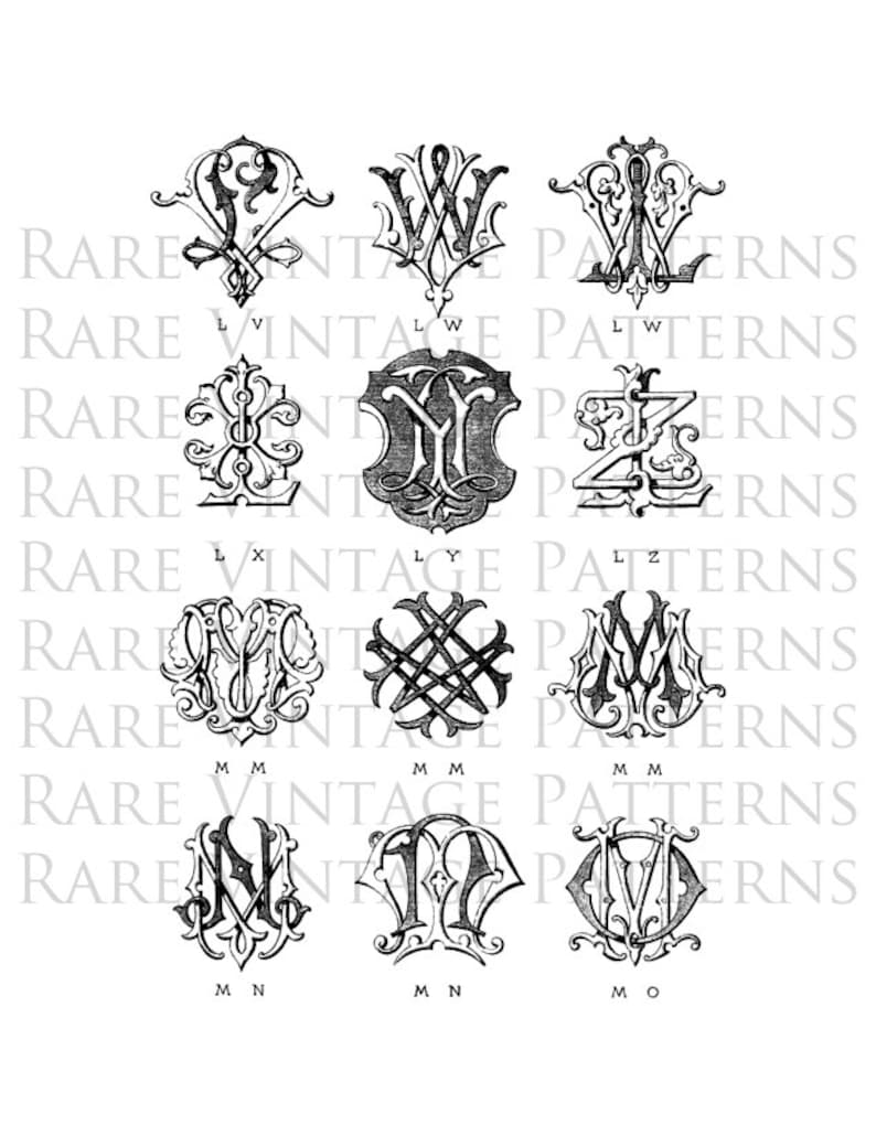 Fancy Vintage MONOGRAMS STENCIL Jpg Png Transparent Images Hand ...