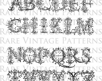 Fancy FRENCH ALPHABET STENCIL A to Z Initials on One A4 Page - Etsy