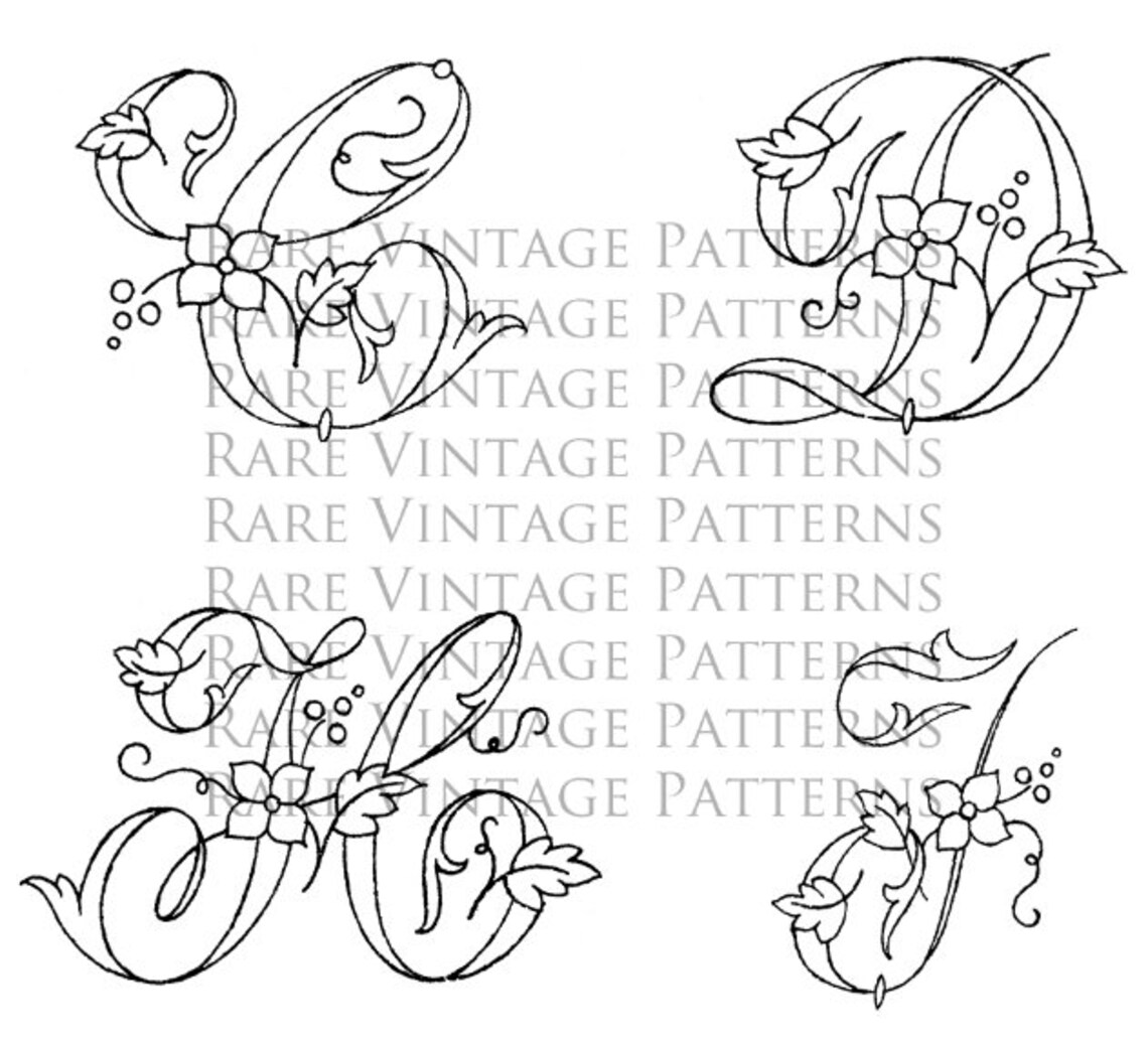 Floral FRENCH ALPHABET STENCIL A to Z Initials on One A4 Page 4x Files ...
