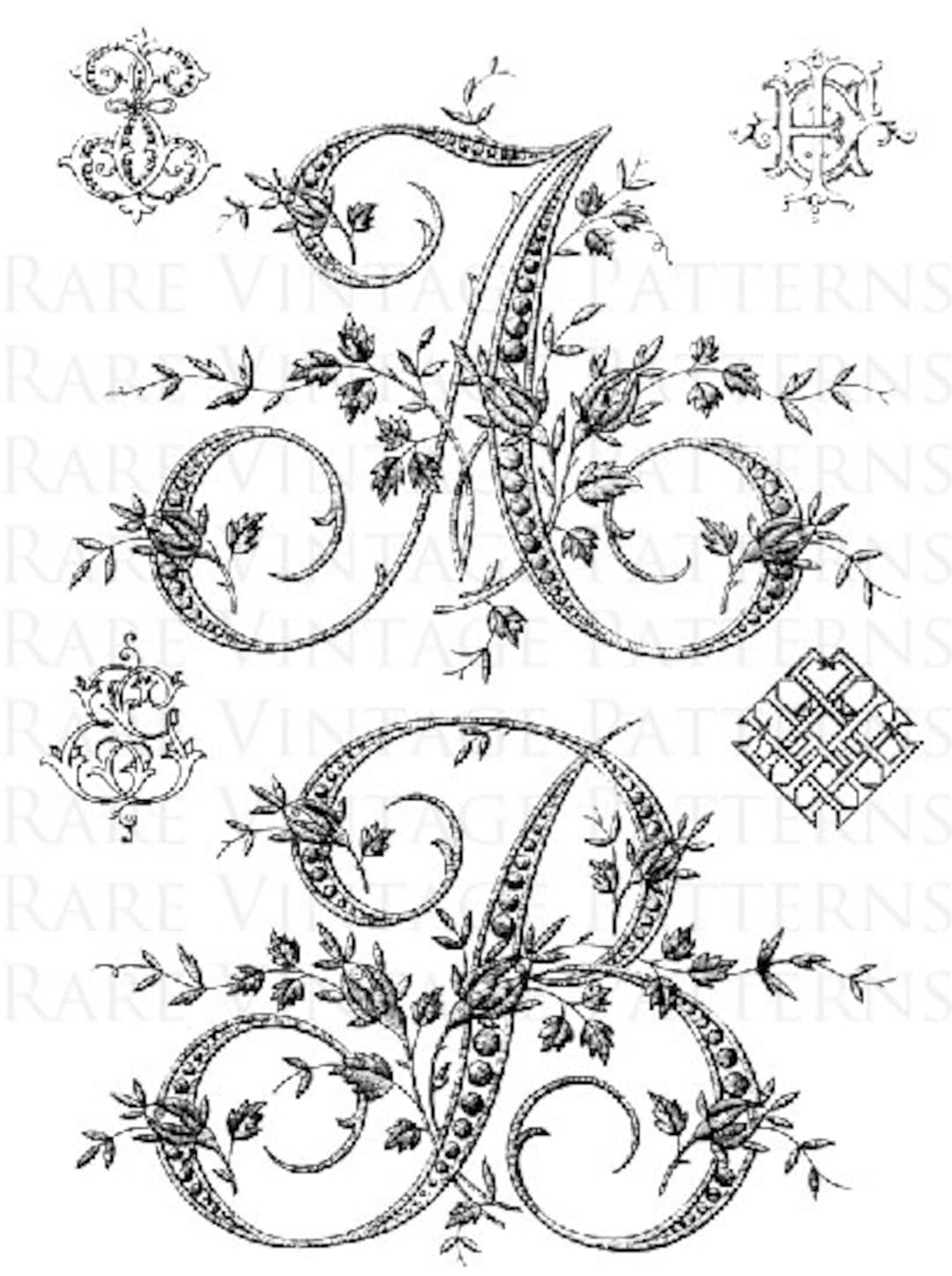 FRENCH ALPHABET LETTERS Stencil Initials A-B-C-D 10 X Files Jpg Png ...