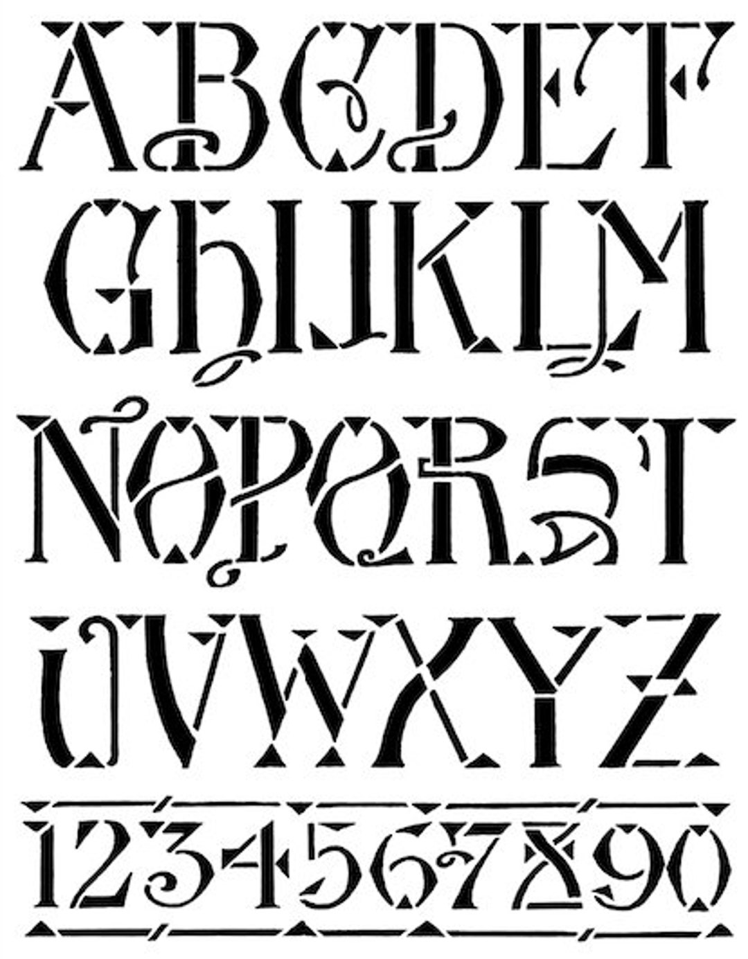 ART DECO ALPHABET Stencil A Z Initials Numbers On One A4 Page 4xfiles art-deco-alphabet-stencil-a-z-initials-numbers-on-one-a4-page-4xfiles