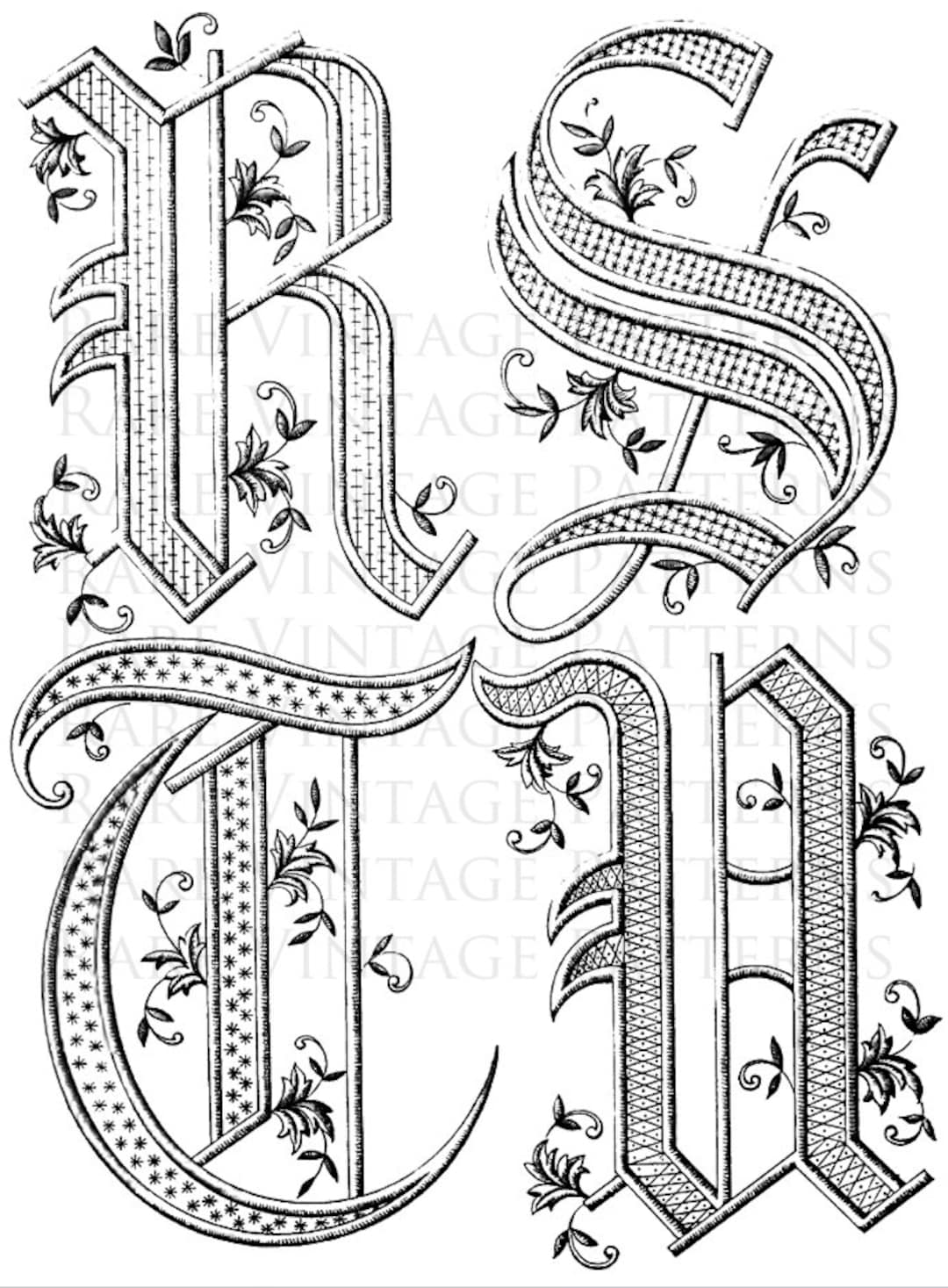 FRENCH ALPHABET LETTERS Stencil Initials R-S-T-U 5 X Files Jpg Png ...