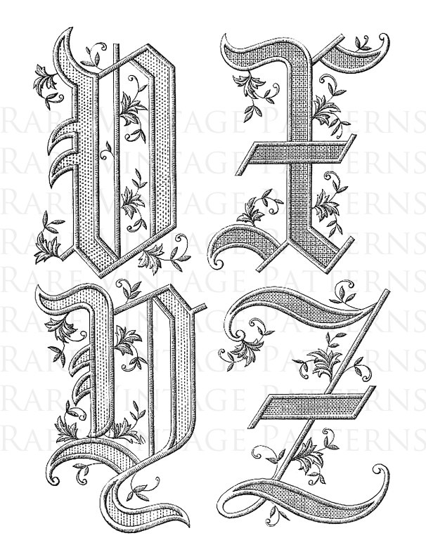 FRENCH ALPHABET LETTERS Stencil Initials V-X-Y-Z 5 X Files Jpg Png ...