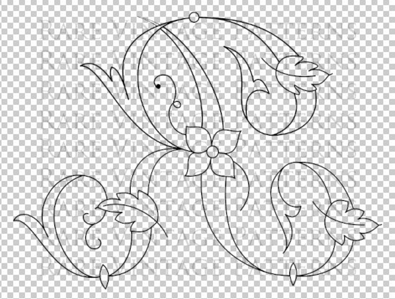 FRENCH FLORAL Large Letter - R - Monogram Initial Png Transparent and ...