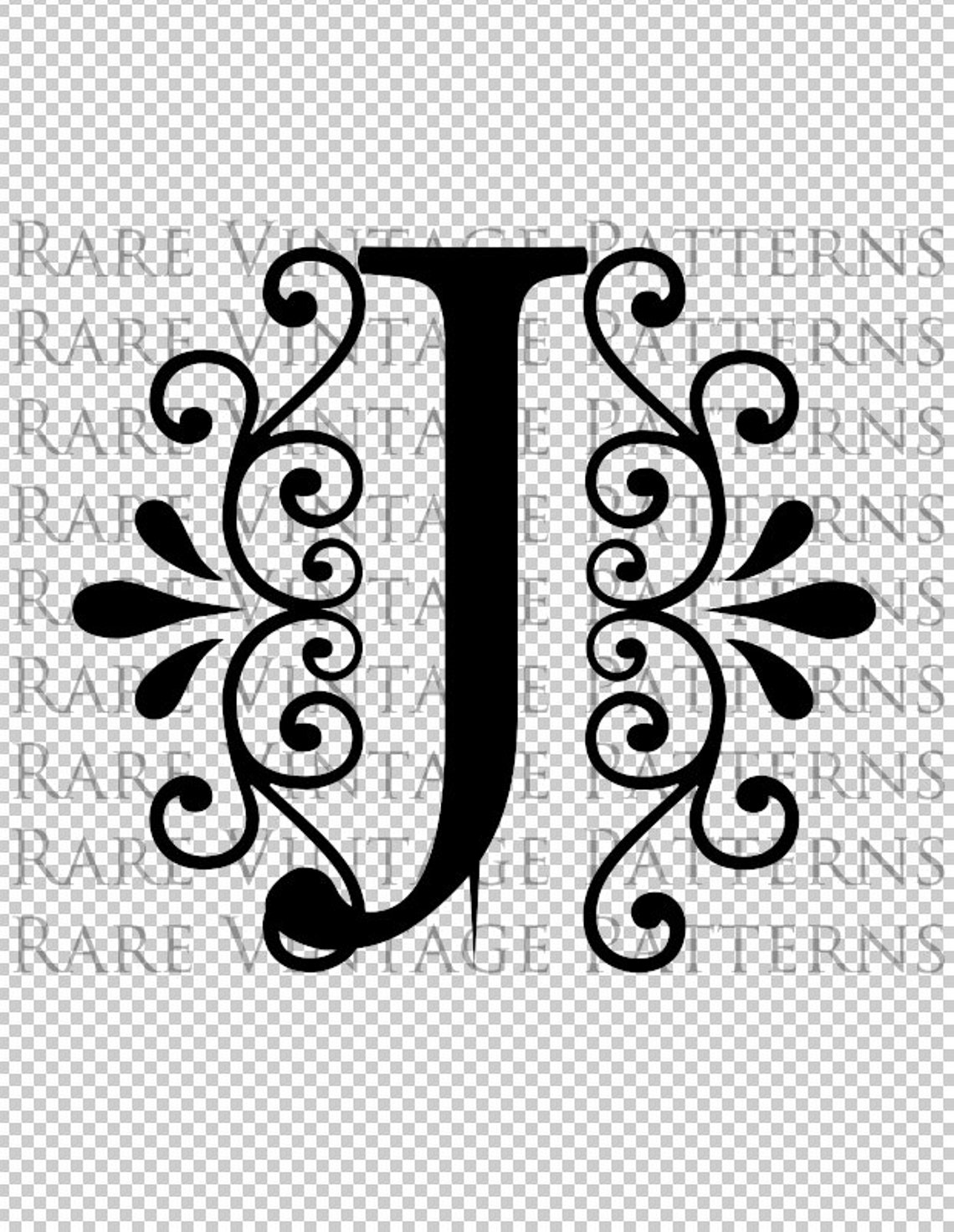 FANCY ALPHABET STENCIL Large Size Letter - J - Monogram Initial Png ...