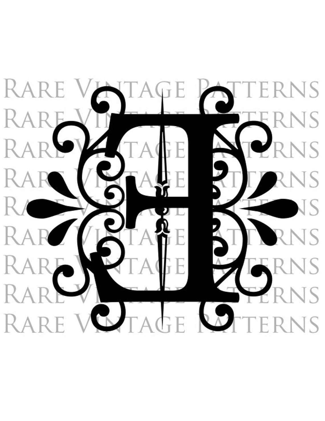 FANCY ALPHABET STENCIL Large Size Letter - E - Monogram Initial Png ...
