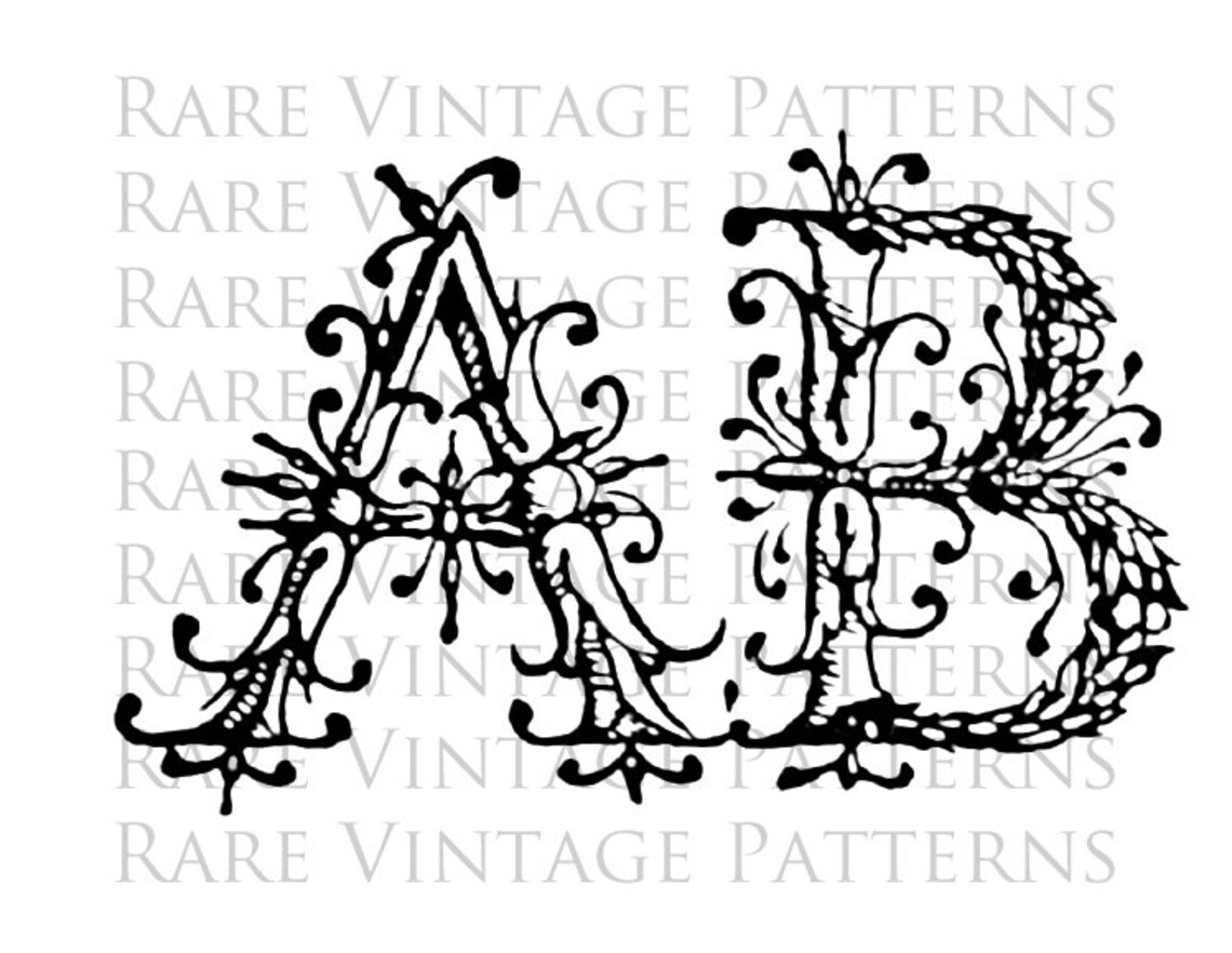 Fancy VINTAGE ALPHABET STENCIL A Z Initials on One A4 Page 4 | Etsy