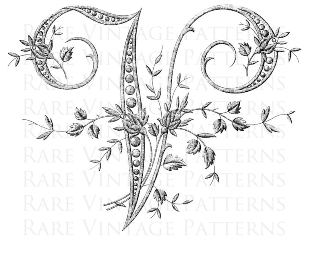 FRENCH ALPHABET STENCIL Large Letter - V - Monogram Initial Png ...
