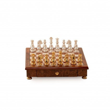 Luxurious Golden/silver Chess Set With Glossy Wooden Chessboard - Etsy