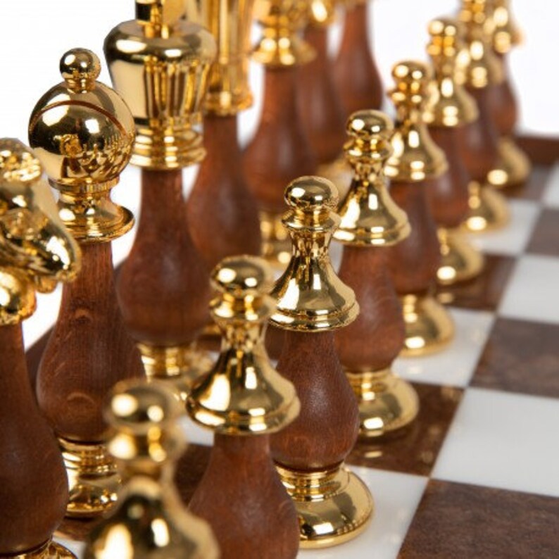 Solid Gold & Silver Chess Set With Luxurious Wood-alabaster - Etsy