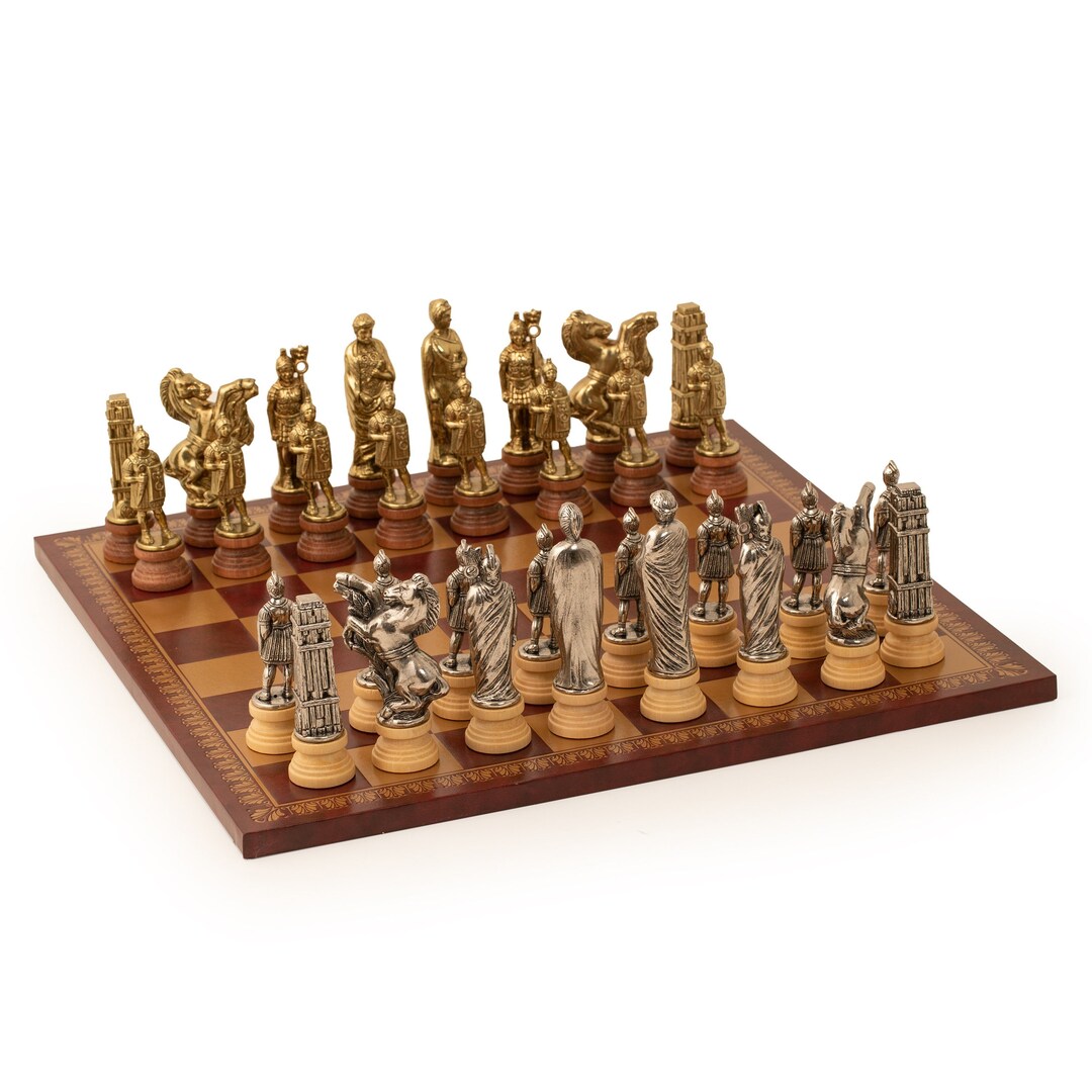 Caesar: Metal Chess Set With Leather-like Chessboard - Etsy