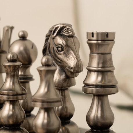 Solid Brass Oriental XL Chess Set With Wooden Gameboard - Etsy