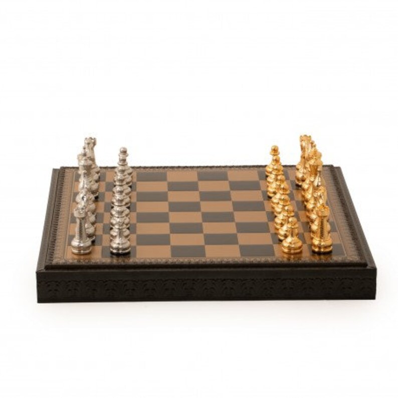 Solid Metal Real Gold/silver Chess Set With Gameboard/box - Etsy