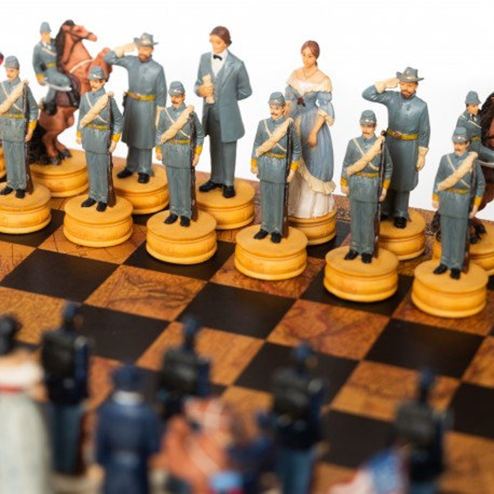 CIVIL WAR: Handpainted Chess Set With Beautiful Leatherette | Etsy