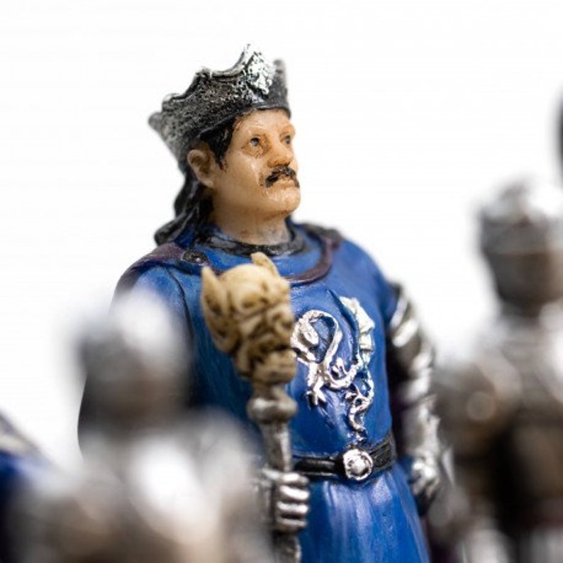 KING ARTHUR: Handpainted Chess Set With Luxurious Leatherette - Etsy