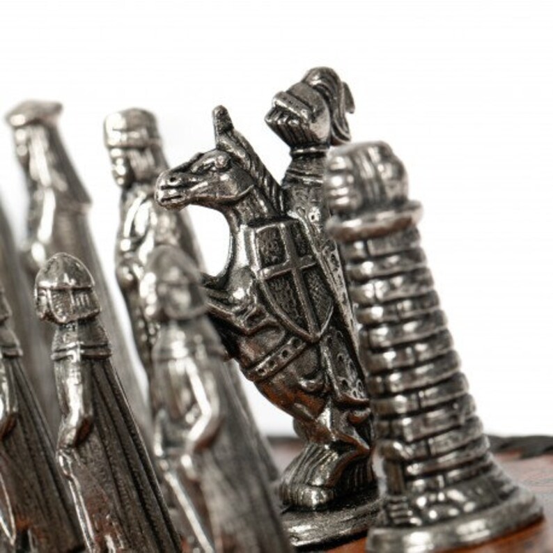 Medieval Style Metal Chess Set With Beautiful Leatherlike Box - Etsy