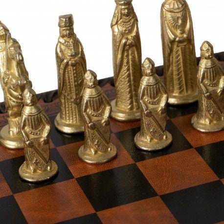 Medieval Style Metal Chess Set With Beautiful Leatherlike Box - Etsy