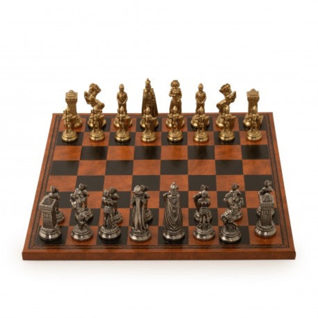 Mary Stuart Metal Chess Set With Leather-like Chessboard - Etsy