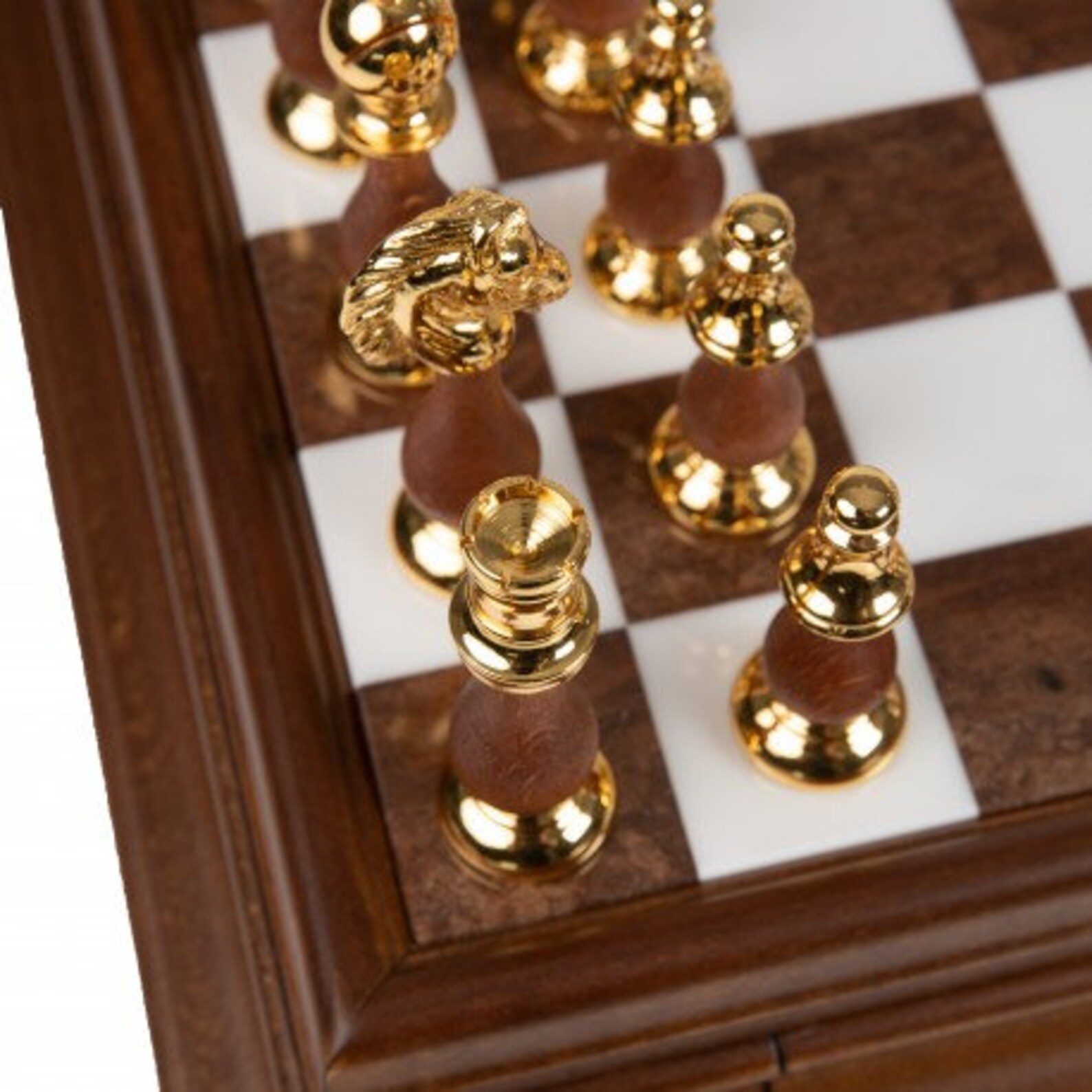 Solid Gold & Silver Chess Set With Luxurious Wood-alabaster Game Board ...