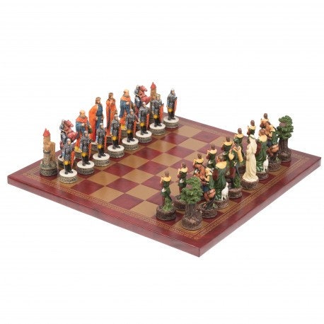 ROBIN HOOD: Handpainted Chess Set With Leatherlike Chess Board - Etsy