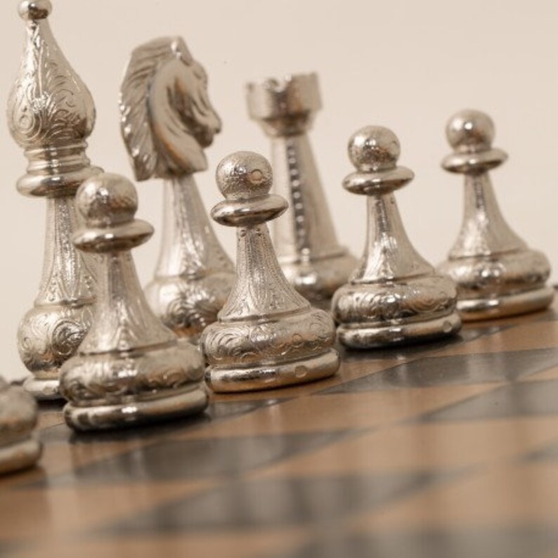 Solid Metal Real Gold/silver Chess Set With Gameboard/box - Etsy